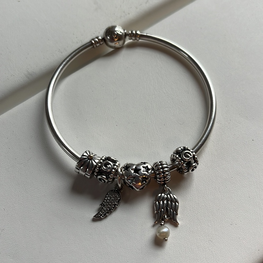 Pandora Moments Bangle Sterling Silver Charm Bracelet… - Gem